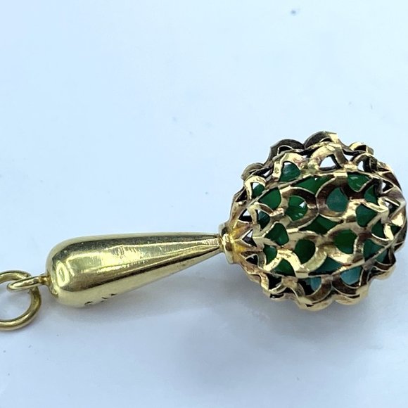 Jewelry | 14k 3d Maraca Instrument Sim Emerald Charmpendant Yellow Gold 3gm | Poshmark